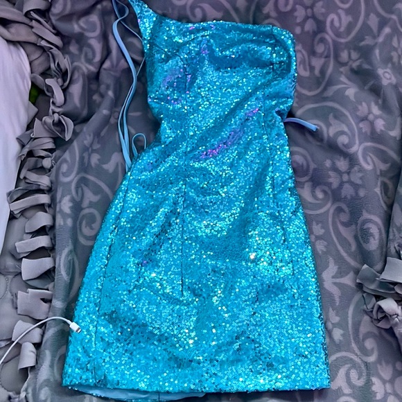 Dresses | Blue Sequence Mini Dress | Poshmark